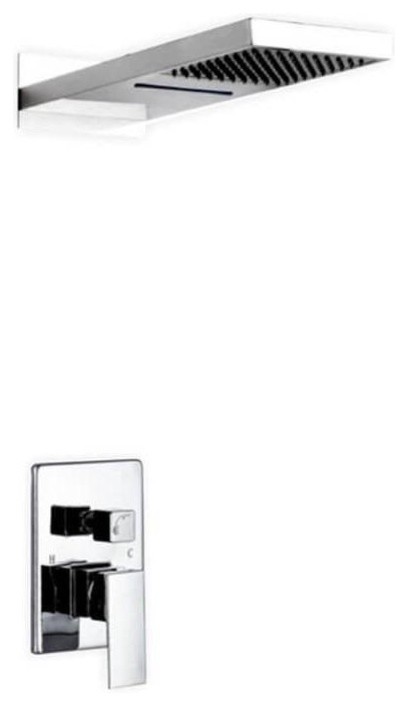 Aqua DUO Brass Shower Set With Square Rain Shower and Waterfall ...