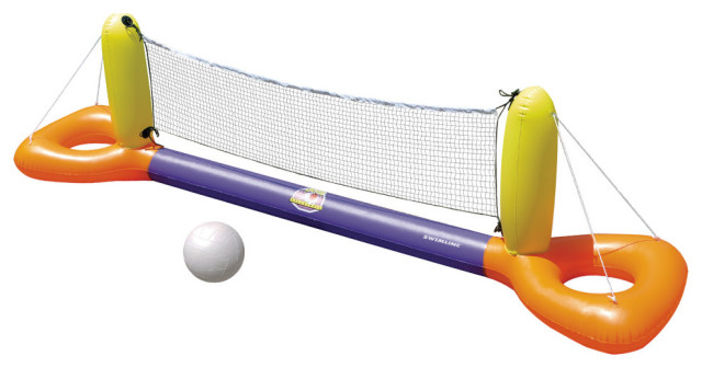 Inflatable Orange and Yellow Splash Volleyball Game Pool Float 11.5 ...