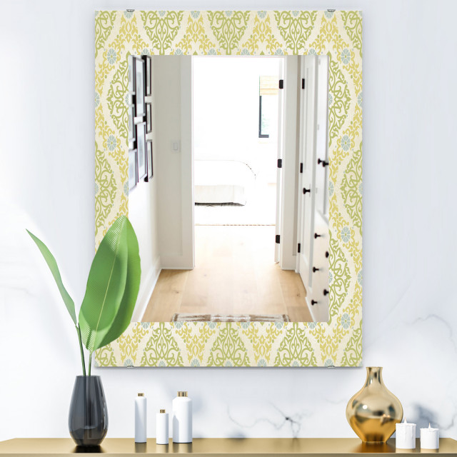 Designart Pattern in Eastern Style Midcentury Frameless Wall Mirror ...