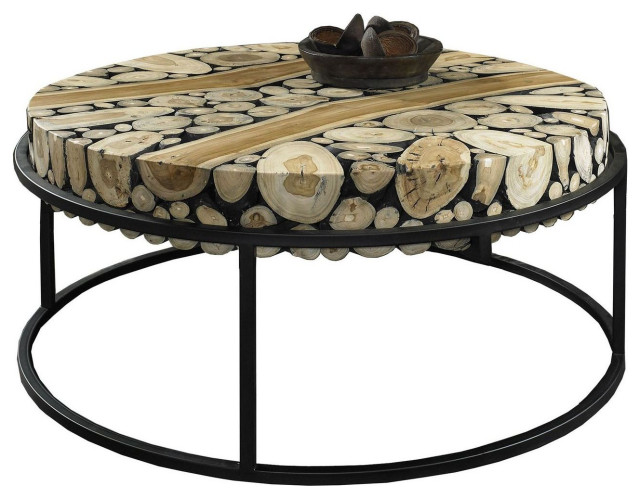 Padma Safari Round Coffee Table - Rustic - Coffee Tables - by GwG ...