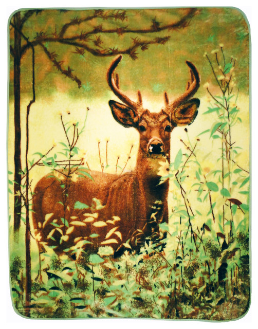 Standing Deer High-Pile Oversized Throw, 60"x80" - Traditional - Throws ...