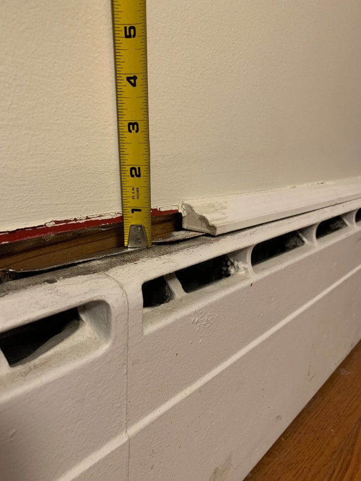 Tricky drywall + trim + baseboard rad problem
