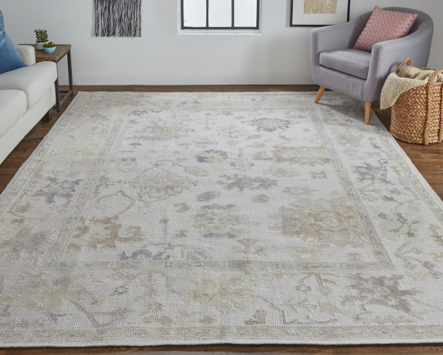 Feizy 6864FSLV Wendover Hand Knotted Gray / Ivory Area Rugs, 8' x 10 ...