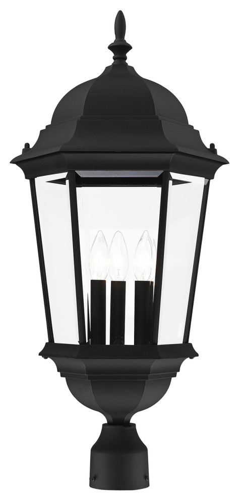 Textured Black Traditional, Historical, Outdoor Post Top Lantern ...