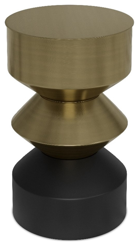 Miller Modern 14 inch Wide Metal Side Table in Black&Brass - Side ...