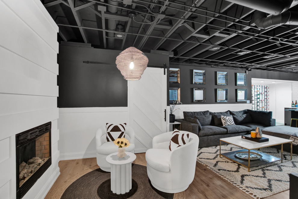 Naperville Modern Rustic Basement - Modern - Basement - Chicago - by ...