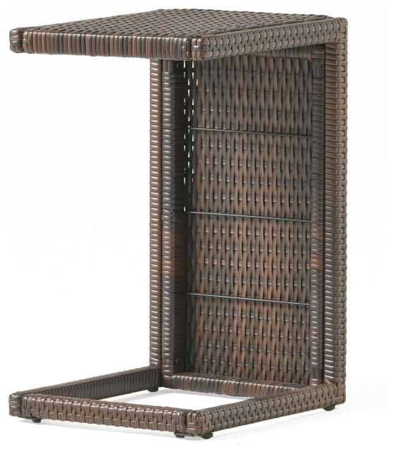 Forrest Outdoor Wicker C-Shaped Side Table, Single - Tropical - Outdoor ...