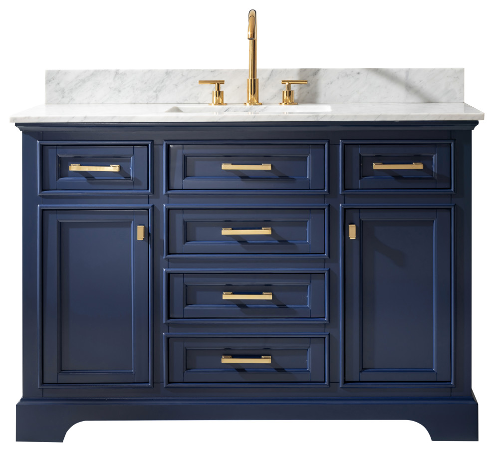 Milano Single Vanity, Blue - Transitional - Bathroom Vanities And Sink ...