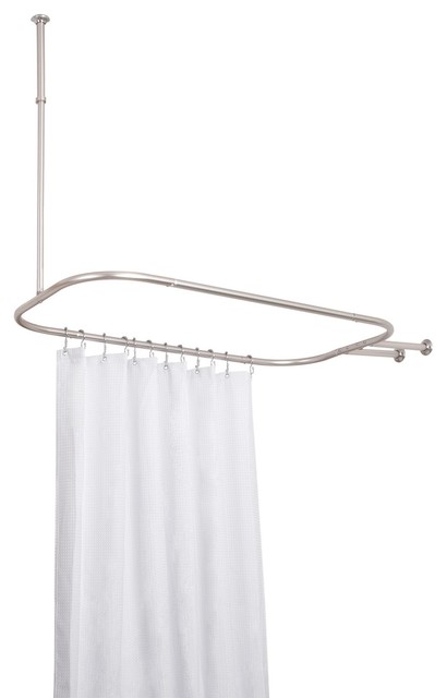 Utopia Alley Rustproof Aluminum Hoop Shower Rod With Ceiling Support ...