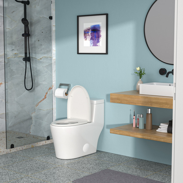One Piece 1.28 GPF Tornado Flush Single Flushing Toilet - Contemporary ...