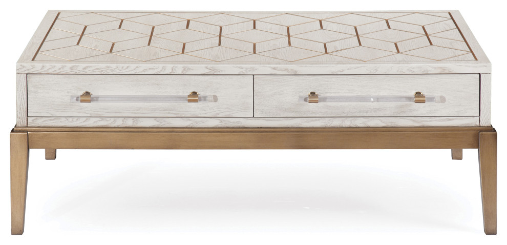 Perrine Wood White Rectangular Cocktail Table - Transitional - Coffee ...