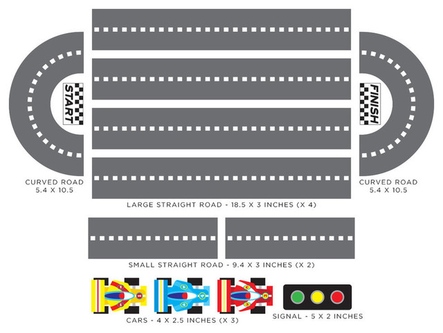 Race Car Tracks Fabric Wall Decal, Full Set, Customizable Roads ...
