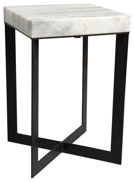 Garrett Marble Table, Black Metal Base - Transitional - Side Tables And ...