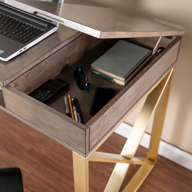 Sawyer Two-Tone Desk With Storage - Contemporary - Desks And Hutches ...