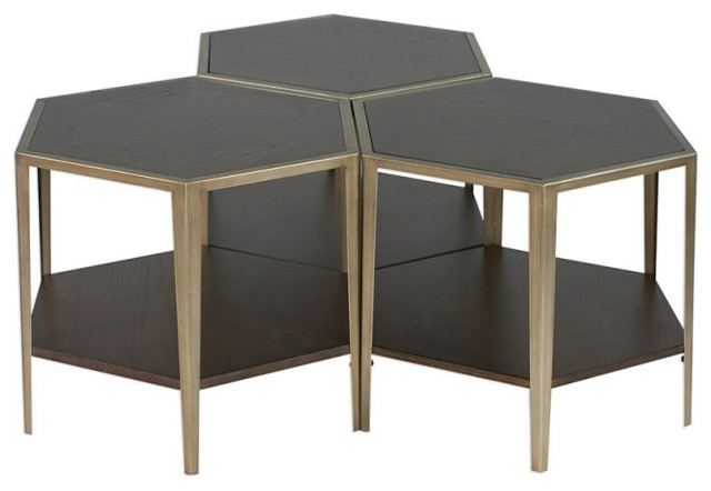 Bowery Hill Contemporary Geometric Accent End Table in Walnut ...