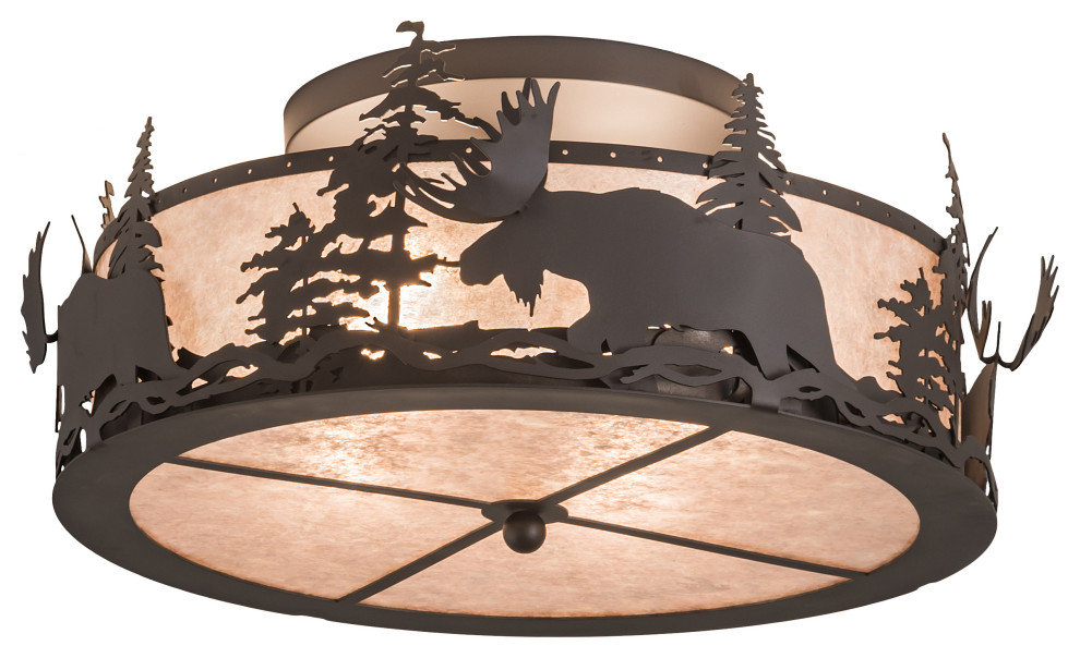 24 Wide Moose at Dusk Flushmount - Rustic - Flush-mount Ceiling ...