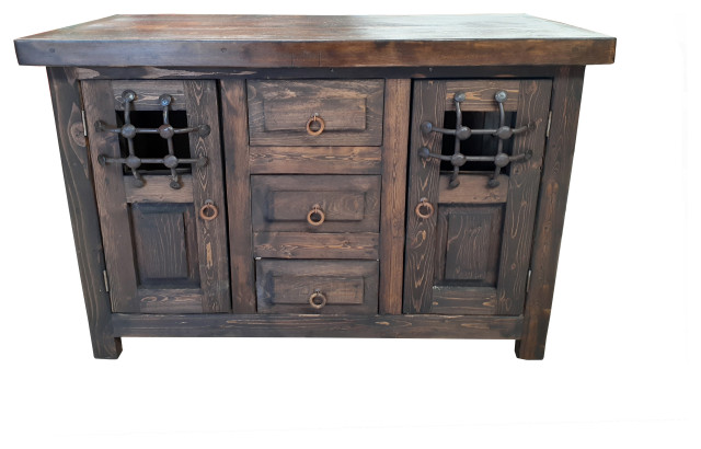 San Bernardo Rustic Recycled Wood Bathroom Vanity, 36"x20"x32" - Rustic ...
