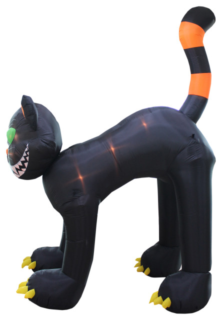 11' Tall Animated Halloween Inflatable Huge Black Cat, Head Rotating ...
