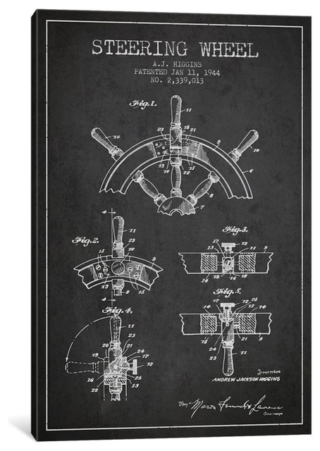 "Steering Wheel Charcoal Patent Blueprint" by Aged Pixel, 12x8x.75 ...