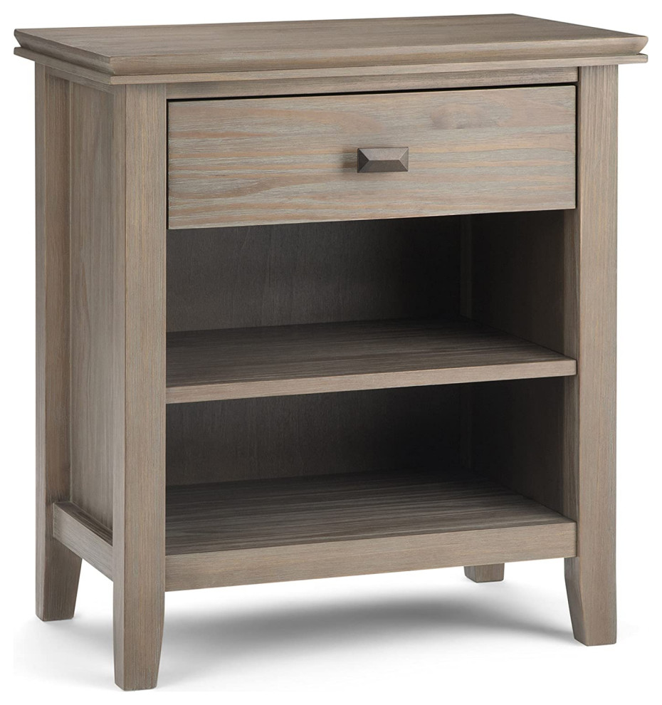 Side Table, 2 Shelves & Drawer With Rectangular Knob - Farmhouse - Side ...