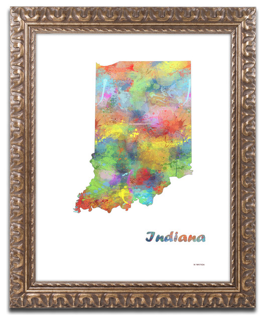Marlene Watson 'Indiana State Map-1' Ornate Framed Art, 16"x20 ...