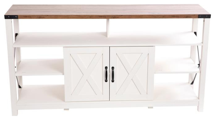 60" White/Rustic TV Stand - Farmhouse - Entertainment Centers And Tv ...