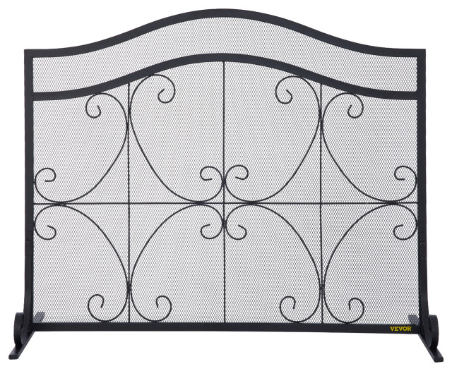 VEVOR Fireplace Screen Fire Guard Screen Heavy Duty Iron Fire Screen ...