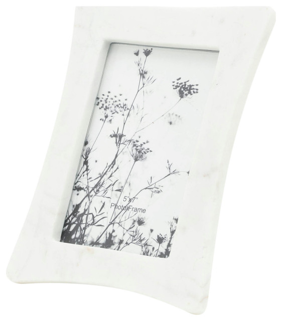 Marble, 5x7 Curved Photo Frame, White - Transitional - Picture Frames ...