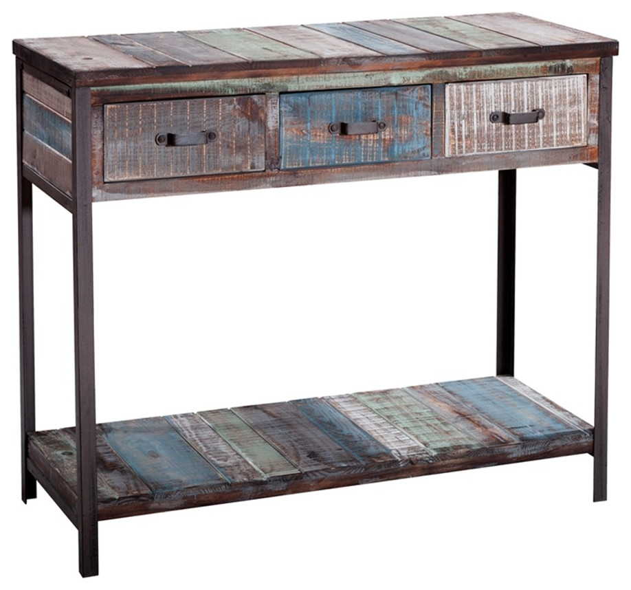 Gallerie Decor Soho Transitional Solid Wood Console Table in Blue ...