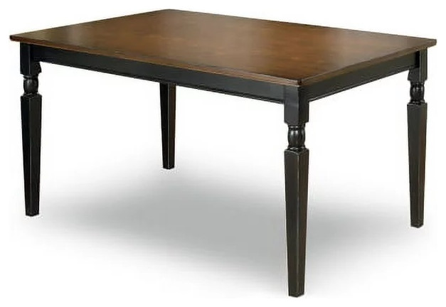 Farmhouse Dining Table, Black/Brown, Carved Wood Legs and Rectangular ...