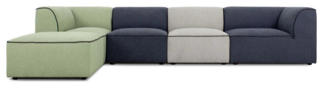 Mellie Modern Green and Blue and Gray Fabric Modular Sectional Sofa ...