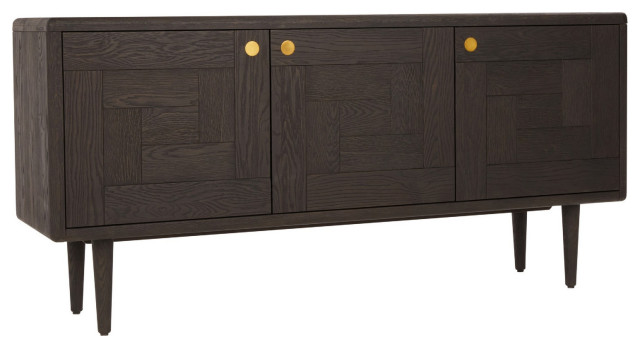 Benzara BM278998 Sideboard Buffet Cabinet Console, 3 Doors, Solid Oak ...