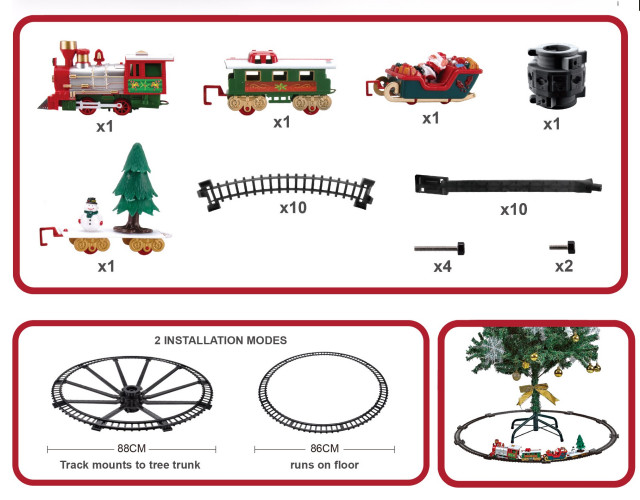31 Pc Battery Operated Lighted & Animated Christmas Tree Train Set with ...