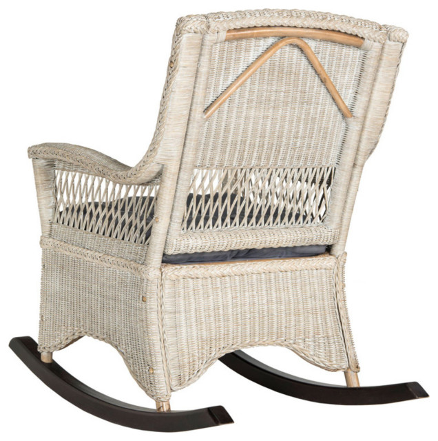 Classic Rocking Chair with Rattan Frame, Diamond Weave Panels ...