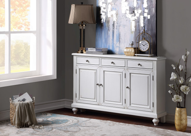 Viviana 3 Door 3 Drawer Storage Sideboard Credenza with Ogee Edge Top ...