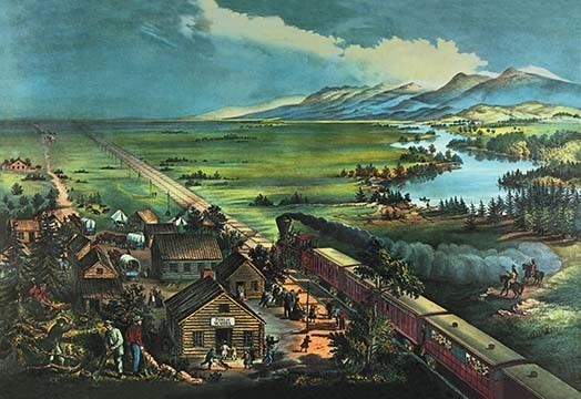 Trains Opening the Great American Plains, 20" x 30" - Traditional ...