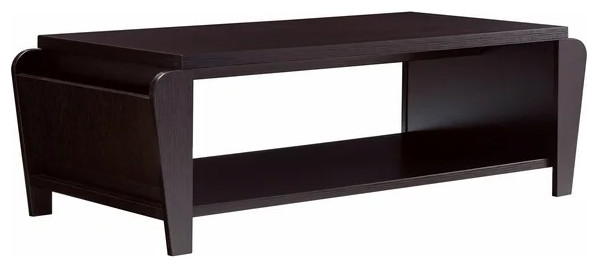 Modern Cappuccino Coffee Table with Large Top, Side Pockets, and Bottom ...