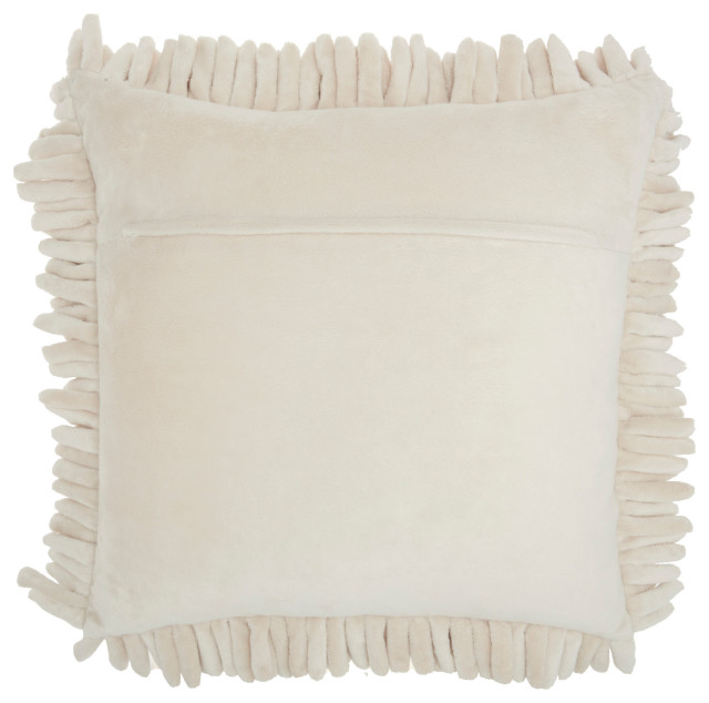 Nourison Home 20"x20" Sofia Velvet Sponge Finger Ivory Throw Pillows ...