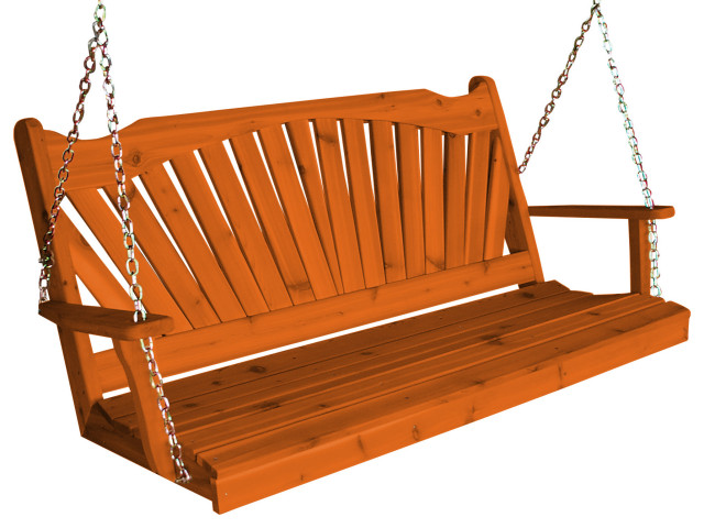 Cedar Fanback Porch Swing, 6 Foot - Transitional - Porch Swings - by ...