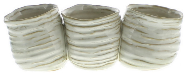 Ceramic Vases with Dents, Set of 3, White - Farmhouse - Vases - by ...