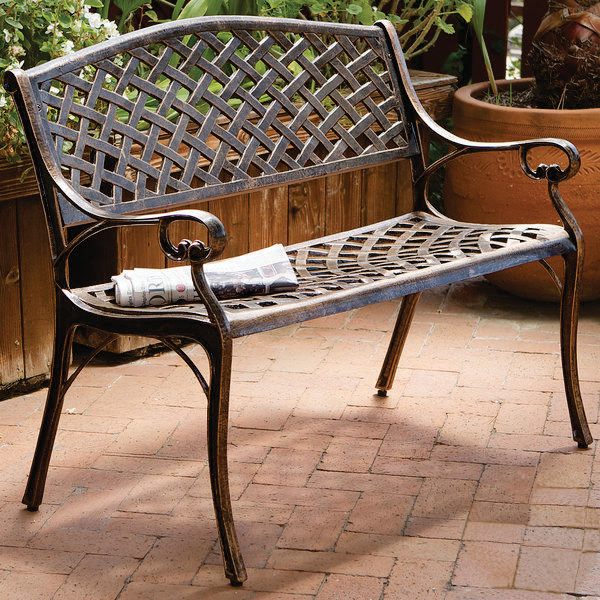 Antique Bronze Cast Aluminum Patio Bench - Traditional - Outdoor ...