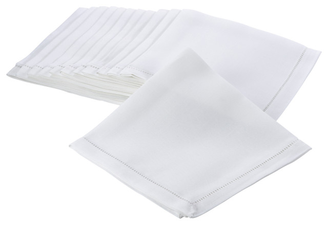 Classic Hemstitch Border Dinner Napkin, Set of 12, 20" X 20" - Napkins ...