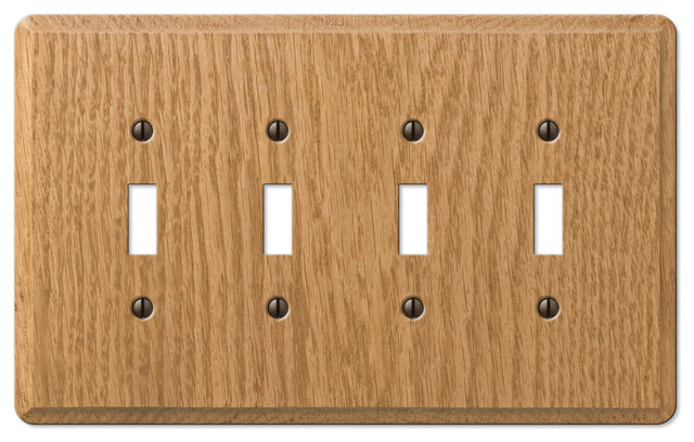 Contemporary Oak Wood 4-Toggle Wall Plate - Contemporary - Switch ...