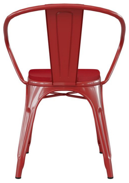 Luna Commercial Grade Red Metal Chair-Red Seat - Industrial - Outdoor ...