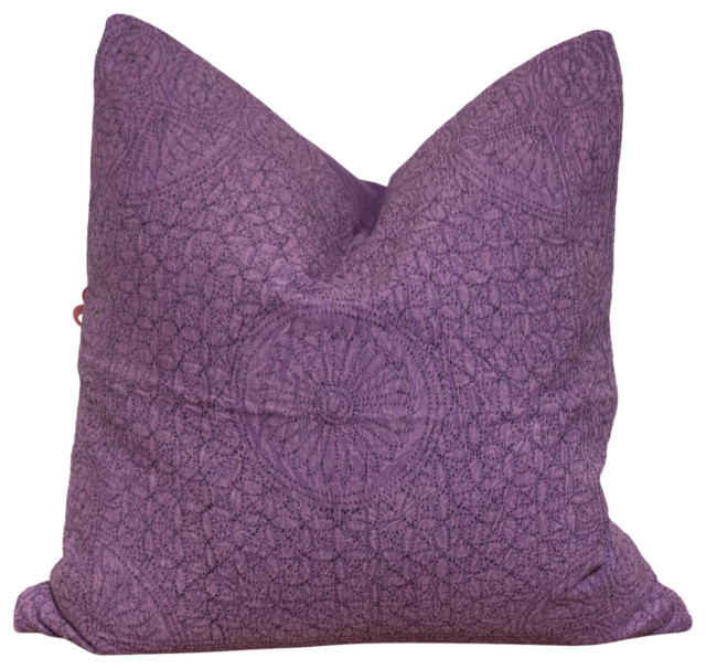 Spanish Violet Hand-Stitched Pillow Cover - Contemporary - Decorative ...