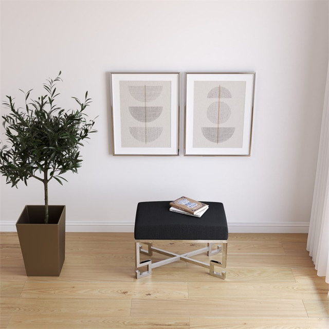 American Home Classic Sophia 18" Stool in High Polish Steel - Faux ...