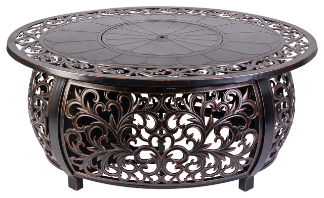Toulon Cast Aluminum Oval LPG Fire Pit - Mediterranean - Fire Pits - by ...