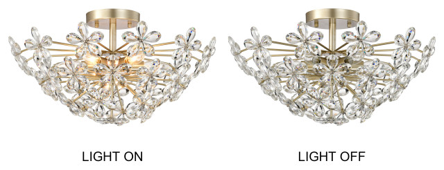 Grace 6-Light Daisy Flower Crystal Large Size Flush Mount ...