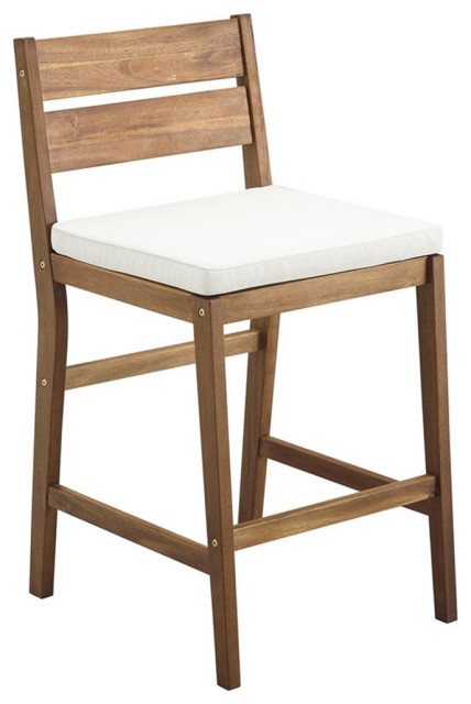 Solid Acacia Wood Counter Height Stools in Brown (Set of 2 ...