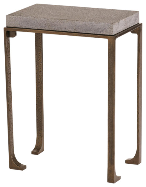 Zen Side Table With Flamed Granite, 15.5"L x 9.5"W x 20.75"H ...